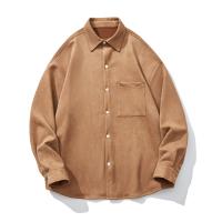 China Men's Winter 2023 Suede Solid Color Long Sleeve Shirt with Pockets and Loose Fit Style for sale