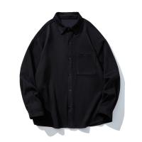 China Men's Winter 2023 Suede Solid Color Long Sleeve Shirt with Pockets and Loose Fit Style for sale