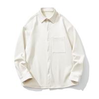 China Men's Winter 2023 Suede Solid Color Long Sleeve Shirt with Pockets and Loose Fit Style for sale