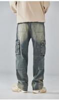 China Men's Denim Jeans Cargo Pants Regular Fit Mid Waist Cargo Trousers for Bulk Sale for sale