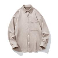 China Men's Winter 2023 Suede Solid Color Long Sleeve Shirt with Pockets and Loose Fit Style for sale