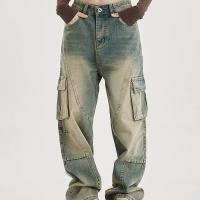 China Men's Denim Jeans Cargo Pants Regular Fit Mid Waist Cargo Trousers for Bulk Sale for sale