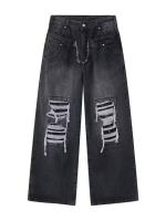 China Men's Hip Hop Double Waisted Stacked Denim Jeans Trousers  In-Stock Items for sale