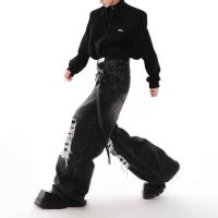 China Men's Hip Hop Double Waisted Stacked Denim Jeans Trousers  In-Stock Items for sale