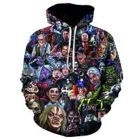 China 2023 Autumn/Winter Men's Hooded Hoodie with 3D Halloween Print in Polyester/Cotton Blend for sale