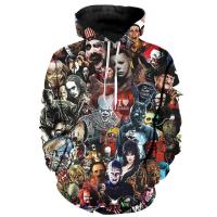 China 2023 Autumn/Winter Men's Hooded Hoodie with 3D Halloween Print in Polyester/Cotton Blend for sale
