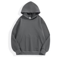 China Winter Plain Hoodies Men's Hoodie Thick Tight Fleece Drop Shoulder Hoodie Cotton XS-4XL 480g for sale