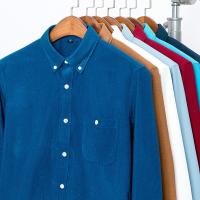 China NO Needle Detection Woven Shirts for Men M-5XL Long Sleeve Plain Dyed Polos Corduroy for sale