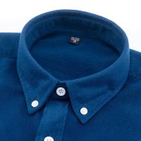 China NO Needle Detection Woven Shirts for Men M-5XL Long Sleeve Plain Dyed Polos Corduroy for sale
