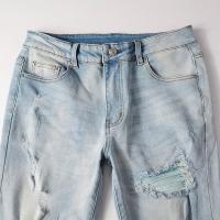 China PUNK STYLE Men's Ripped Skinny Mid-waist Blue Denim Vintage Washed Stretch for sale