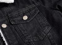 China Men's Velvet Hoodie Denim Coat Winter Plus Size Black Slim Fit Thick Lambskin Wool Jacket for sale