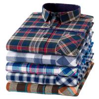 China Plus Size Business Shirts in 100% Cotton with Brushed Plaid Collar and Long Sleeves for sale