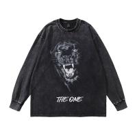 China 250Grams Washed Long-Sleeved Men's Sweater Retro Hip Hop Round Neck Sweater Fabric for sale