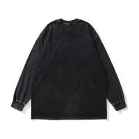 China 250Grams Washed Long-Sleeved Men's Sweater Retro Hip Hop Round Neck Sweater Fabric for sale