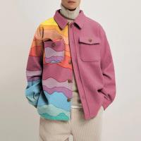 China Men's Casual Long Sleeve Coat with Colorful Geometric Pattern and Woven Weaving Method for sale