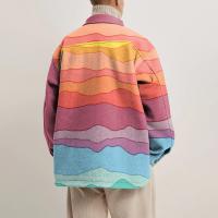 China Men's Casual Long Sleeve Coat with Colorful Geometric Pattern and Woven Weaving Method for sale