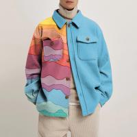 China Men's Casual Long Sleeve Coat with Colorful Geometric Pattern and Woven Weaving Method for sale