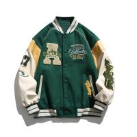 China Vintage Spliced Creative Letter Embroidery Stand Collar Baseball Suit for Men's Jackets for sale