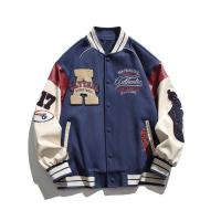 China Vintage Spliced Creative Letter Embroidery Stand Collar Baseball Suit for Men's Jackets for sale