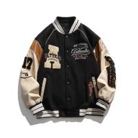 China Vintage Spliced Creative Letter Embroidery Stand Collar Baseball Suit for Men's Jackets for sale