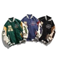 China Vintage Spliced Creative Letter Embroidery Stand Collar Baseball Suit for Men's Jackets for sale