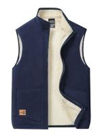 China Large Size Men's Casual All-Match Trend Coat Vest with Fleece Lining and Stand Collar for sale