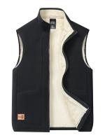 China Large Size Men's Casual All-Match Trend Coat Vest with Fleece Lining and Stand Collar for sale