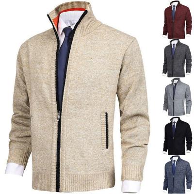 China Spring Season Lapel Collar Men's Knit Coat Sweater Large Size Fashion Cardigan Zipper for sale