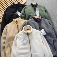 China Embroidered polar fleece Unisex thickened warm stand collar men's jacket coat knitted for sale