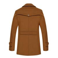 China Double-layer Collar Men's Woolen Coat with Woven Woolen Fabric and Vintage Decoration for sale