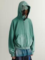 China Vintage Zip Up Acid Wash Men's Hoodies Sweatshirts with and Regular Sleeve Style for sale