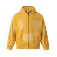 China Men's Distressed Acid Wash Zip Up Hoodie in Custom Tie Dye Design for Streetwear for sale