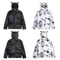 China Devil Horn Masked Black Hooded Men's Down Coat Winter Blazer Bomber Jacket Bubble Snow Windbreaker For Men for sale