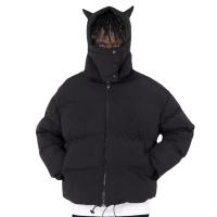 China Devil Horn Masked Black Hooded Men's Down Coat Winter Blazer Bomber Jacket Bubble Snow Windbreaker For Men for sale