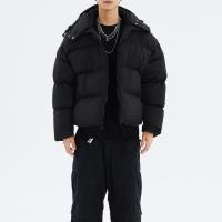China Devil Horn Masked Black Hooded Men's Down Coat Winter Blazer Bomber Jacket Bubble Snow Windbreaker For Men for sale