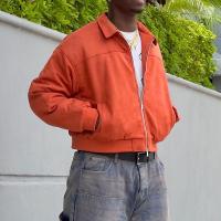 China Cropped Boxy Jacket for Men Custom Lapels Fit Oversized Zip Up Utility Work Jacket for sale