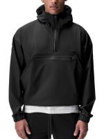 China Men's Quarter Zip Softshell Hood Waterproof Windbreaker Nylon Spandex Running Jacket for sale