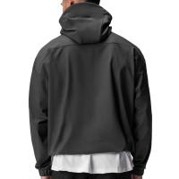 China Men's Quarter Zip Softshell Hood Waterproof Windbreaker Nylon Spandex Running Jacket for sale