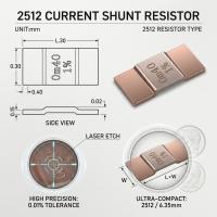 China 2mΩ(0.002 Ohm) 2512 Current Shunt Resistor 6W ±1% ESR Ellon High Precision SMD for sale