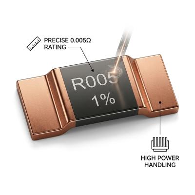 China 5mΩ(0.005 Ohm) 2512 Current Shunt Resistor 2.5W ±1% ESR Ellon High Precision SMD for sale