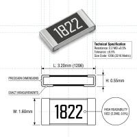 China 1.82Ω/1.82 Ohm 1206 Chip Resistor 1W ±1% EAM Ellon High Precision SMD RoHS Compliant for sale