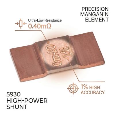 China 0.003Ω (3m Ohm) 5930 Current Shunt Resistor 7W continuous, 9W peak ±1% Ellon for sale
