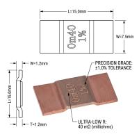 China 0.003Ω (3m Ohm) 5930 Current Shunt Resistor 7W continuous, 9W peak ±1% Ellon for sale