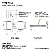 China 0.0001 Ohm 5930 Current Shunt Resistor 15W 1% Ellon High Precision SMD RoHS Compliant for sale