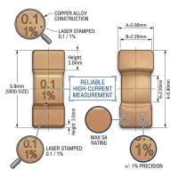 China 0.00025 Ohm 5930 Current Shunt Resistor 12W Ellon High Precision SMD RoHS Compliant for sale