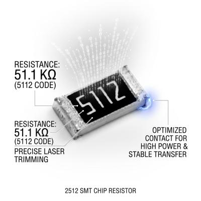 China 12Ω 2512 Chip Resistor 2W ±5% Ever Ohms High Precision SMD RoHS Compliant for sale