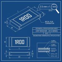 China 200 Ω 2512 Chip Resistor 2W (@ 70°C ambient) Ever Ohms High Precision SMD RoHS Compliant for sale