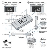 China 0Ω (≤0.02Ω after test) 2512 Chip Resistor 2W Ever Ohms High Precision SMD RoHS Compliant for sale