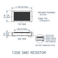 China 576Ω 1206 Chip Resistor 0.5W ±1% Ever Ohms High Precision SMD RoHS Compliant for sale