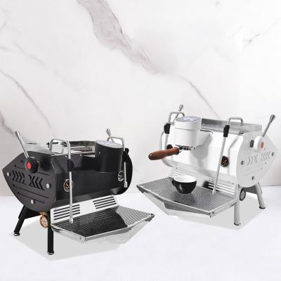 China 6.0L Double Boiler Latte Coffee Maker with 3 Powder Bowls and 58mm Solid Wood Handle for sale